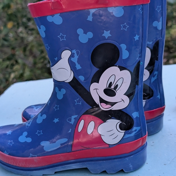 Disney | Shoes | Disney Mickey Mouse Kids Rain Boots Blue And Red ...